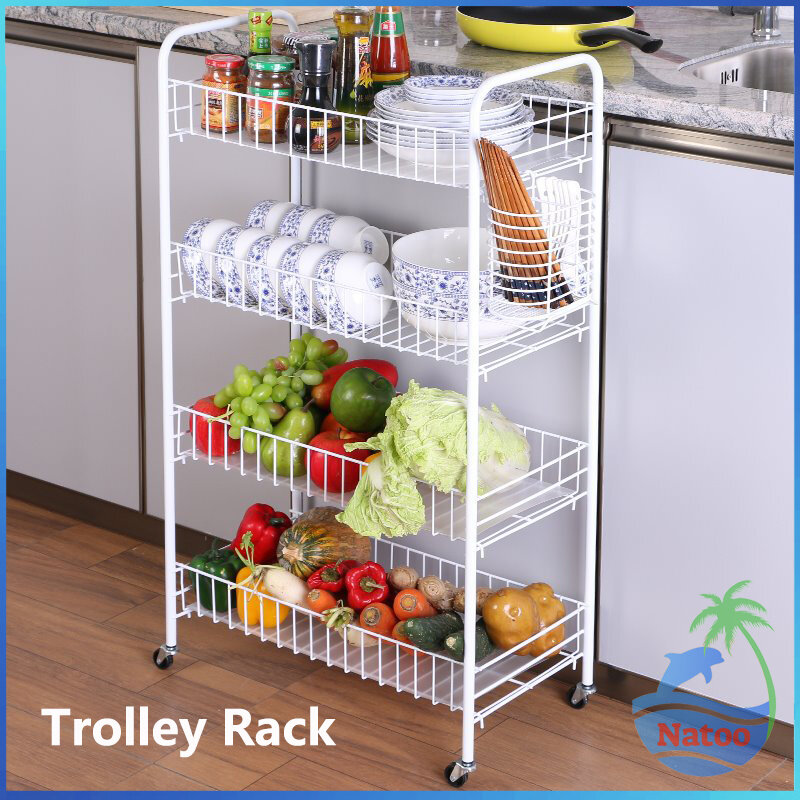 3 Tier Storage Cart Movable Rack Utility Cart Organizer Trolley Cart ...