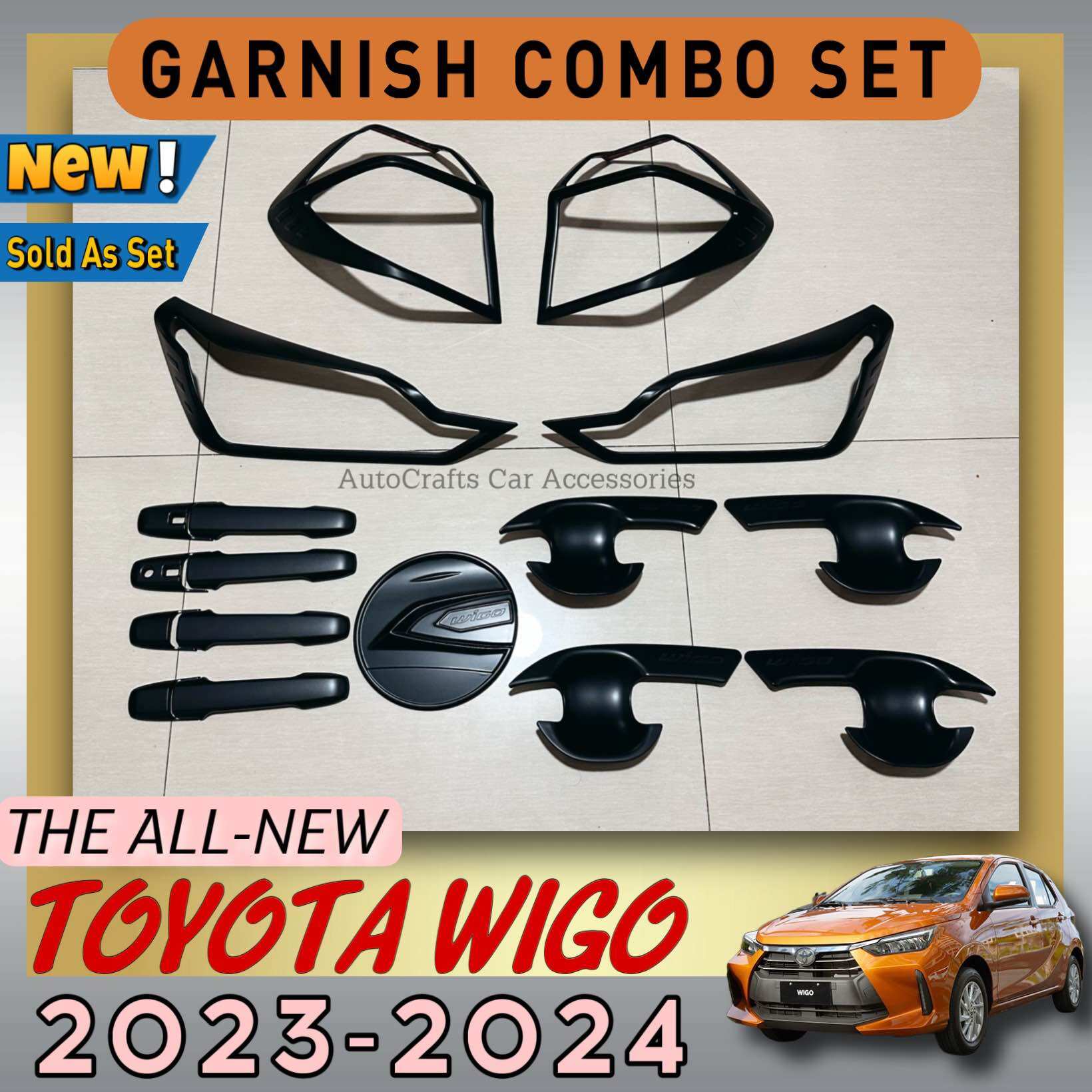ALL NEW TOYOTA WIGO 2023 2024 ALL BLACK GARNISH COMBO SET | Lazada PH