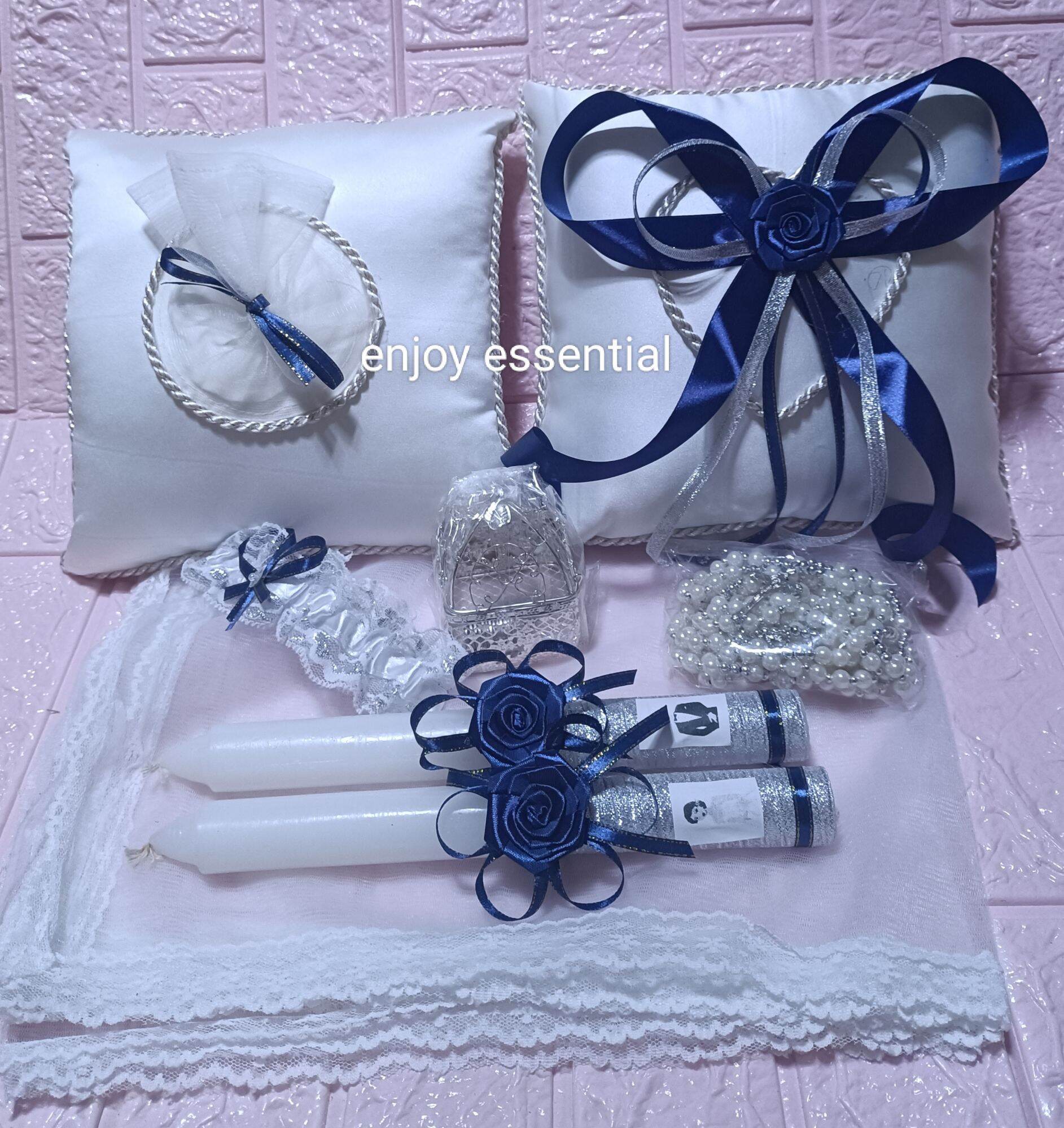 wedding accessories set of Ring bearer pad,aras coins pad, veil,leg ...