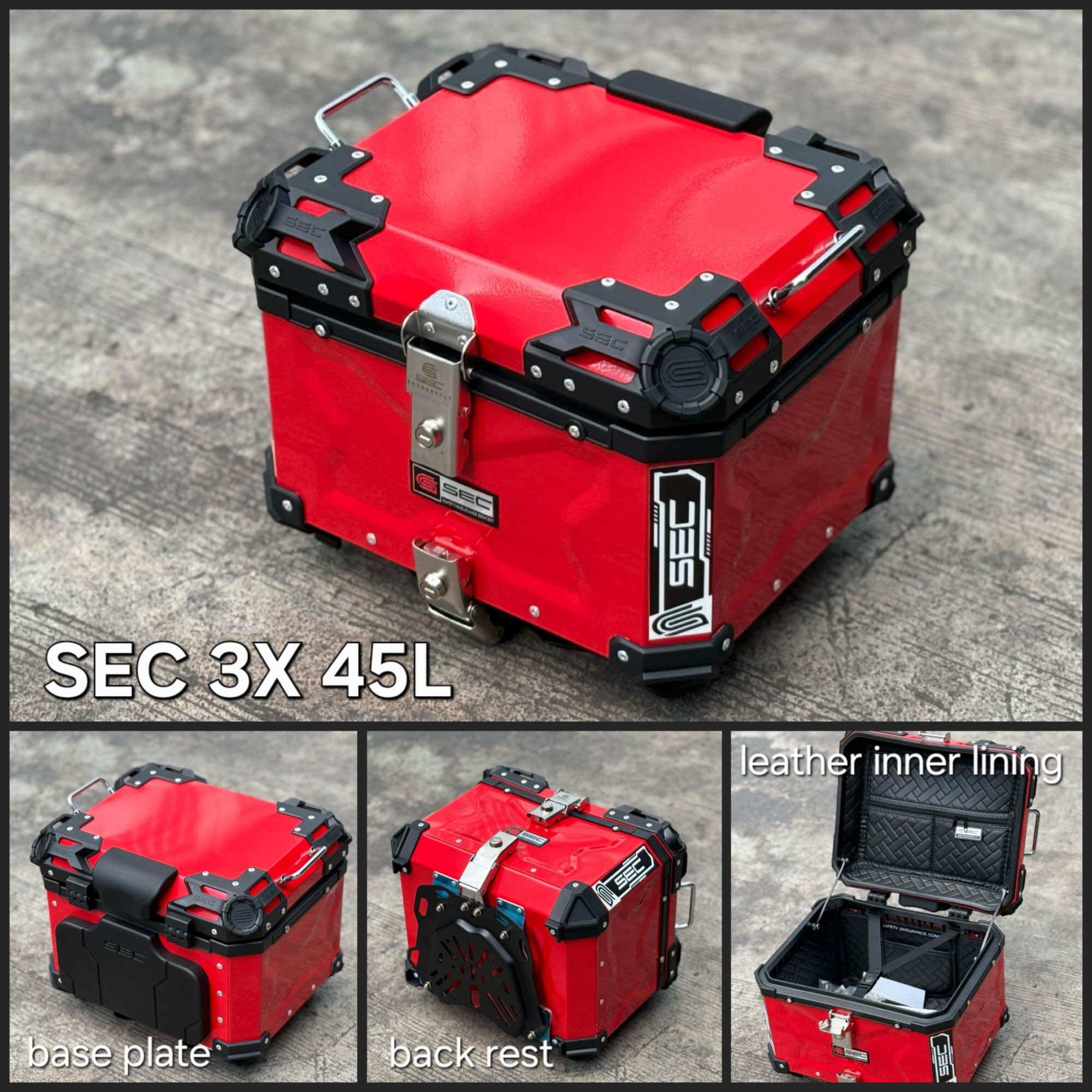 SEC ALLOY TOP BOX ( with BACKREST ) 45L and 55L | Lazada PH