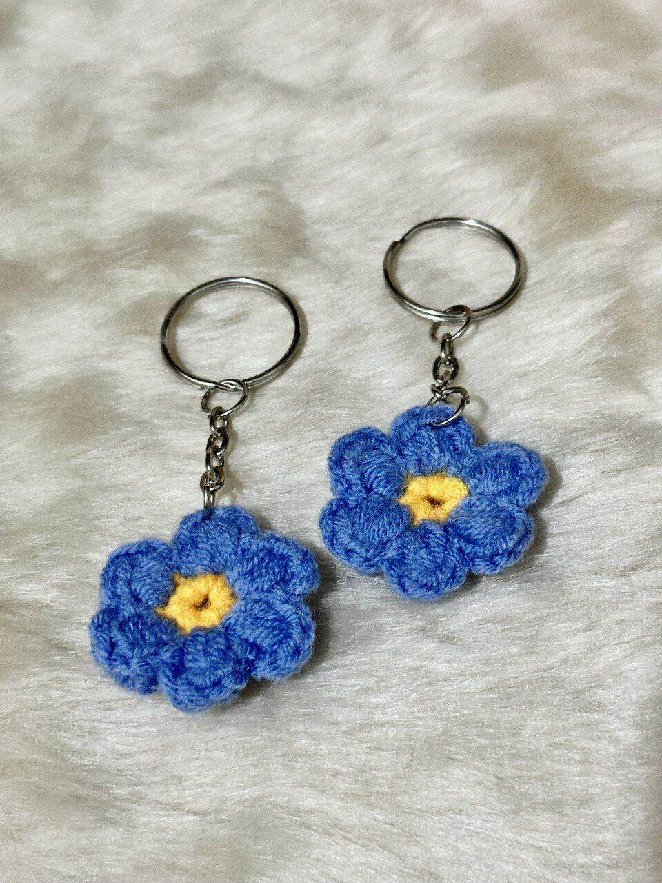 Crochet Puff Flower Keychain Forget Me Not | Lazada PH