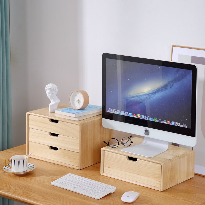 Solid Wood Desktop Multi-Layer Storage Cabinet with Drawer Office A4 ...