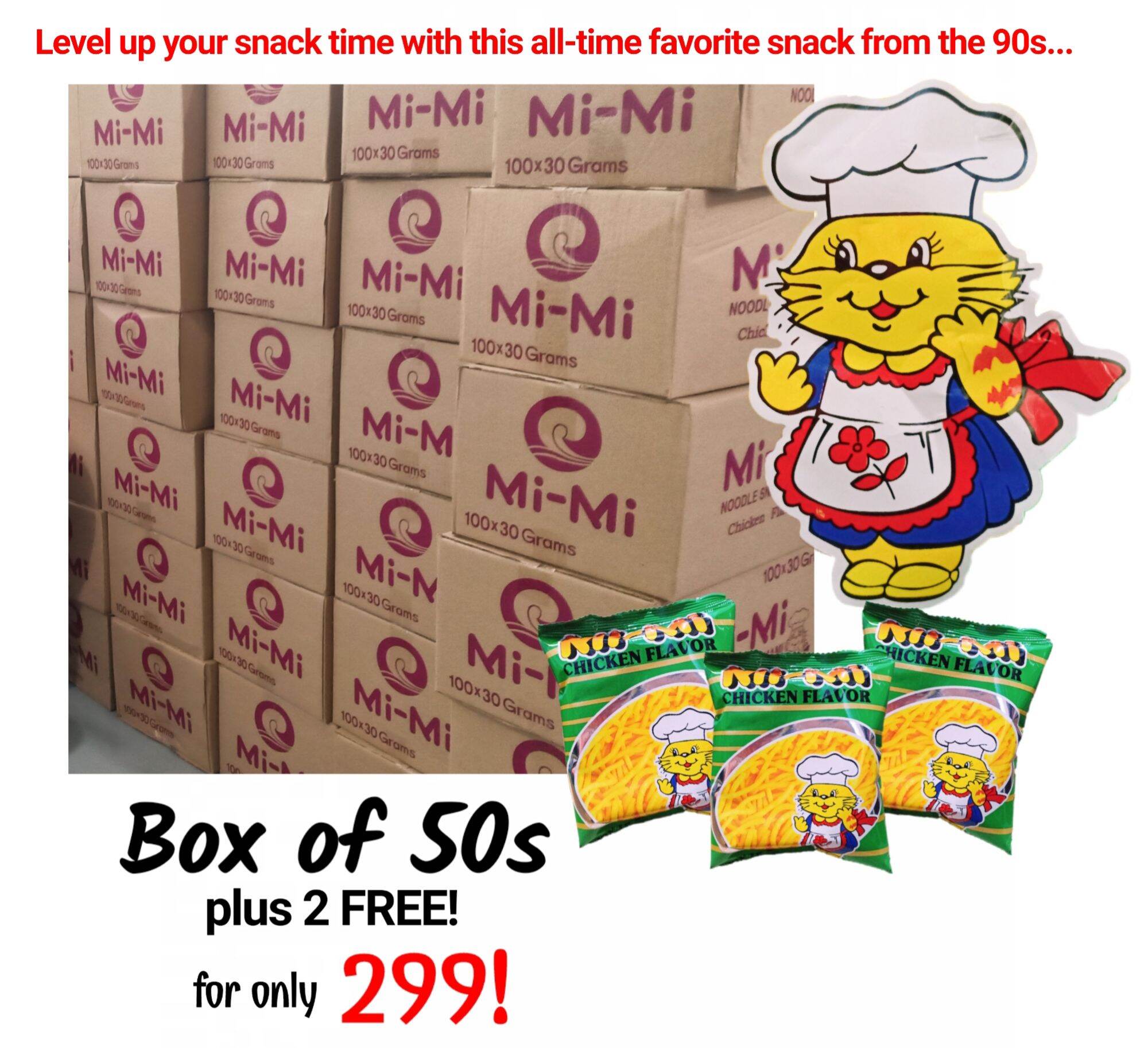 5.00 each | 50 packs Mi-Mi Chicken Flavor Noodle Snack 30g Mimi ...