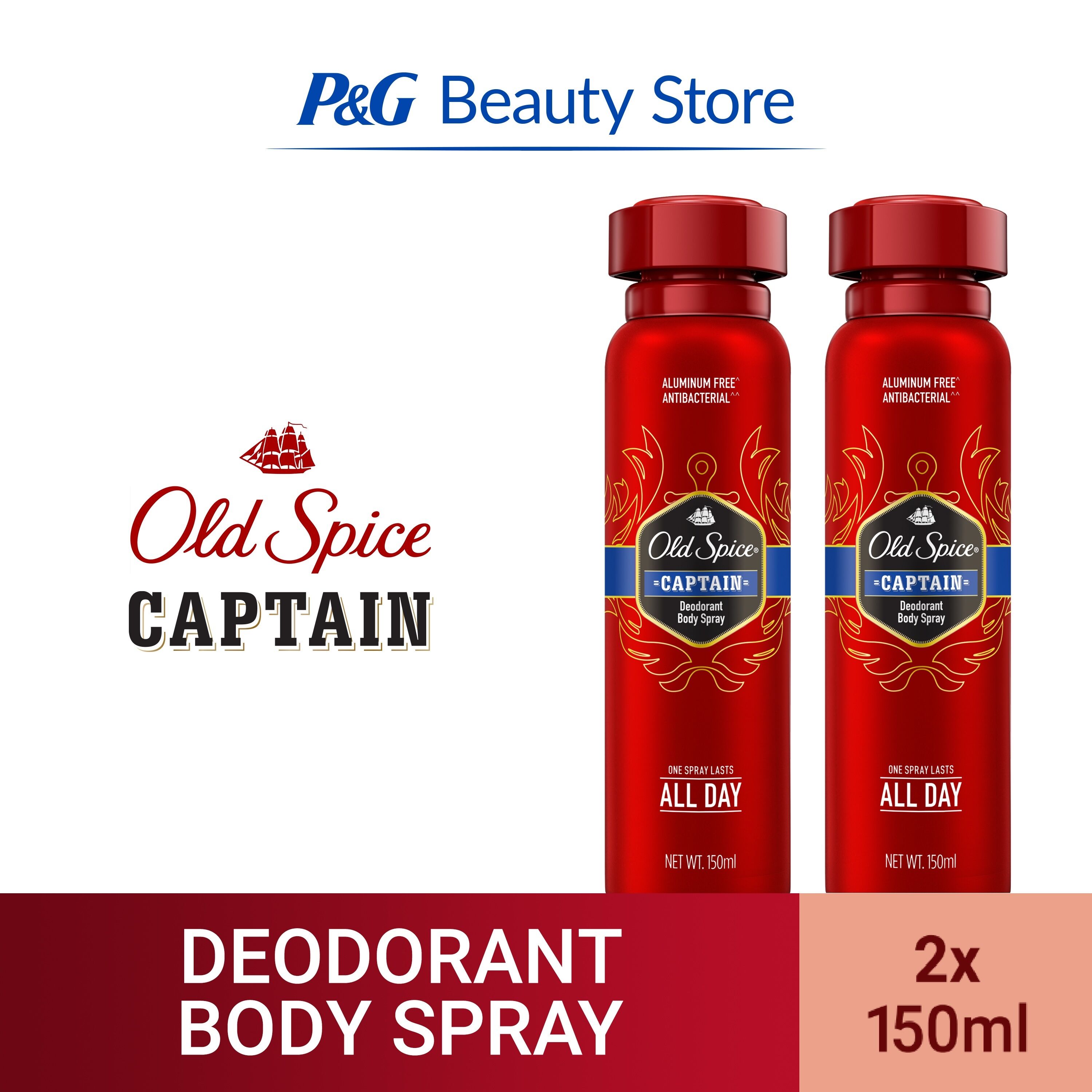 Old Spice WC Body Spray Captain 150g (2 pieces) | Lazada PH