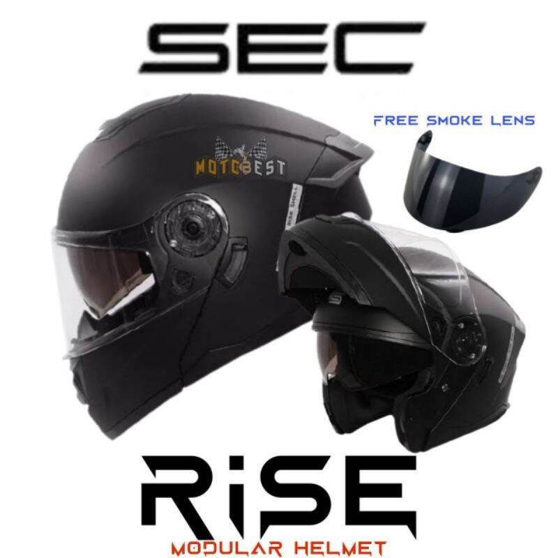 SEC Rise Modular Helmet ( Dual Visor Helmet) + Free Smoke Visor | Lazada PH