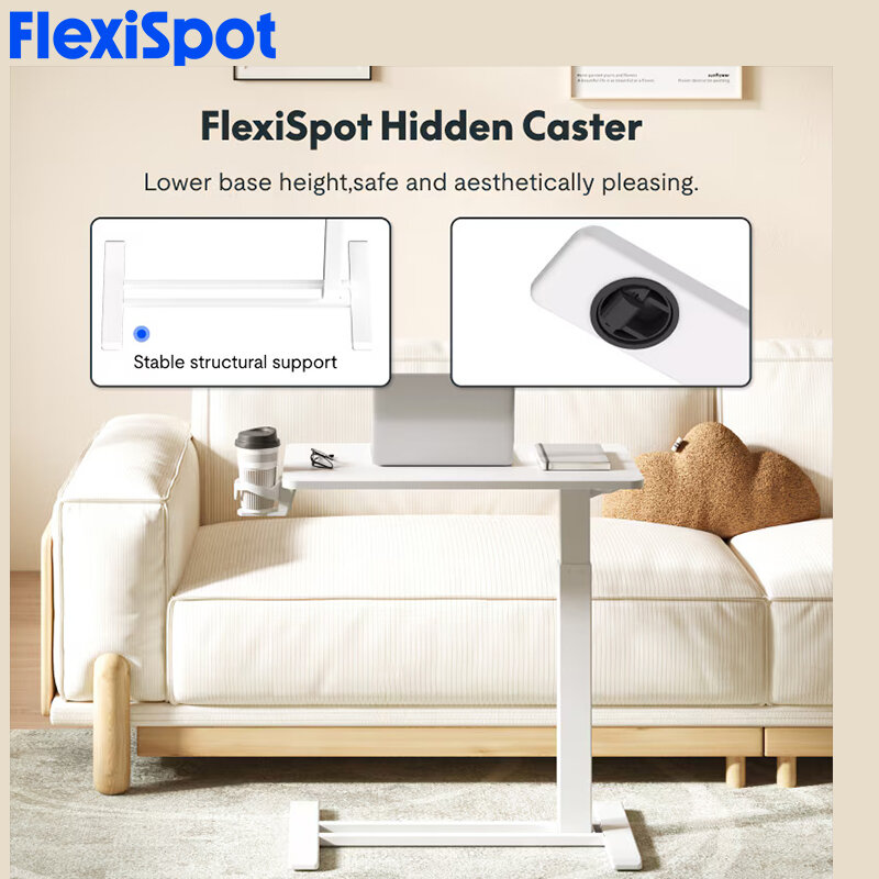 FlexiSpot H7 Height Adjustable Side Table with Cup Holder Overbed Desk ...
