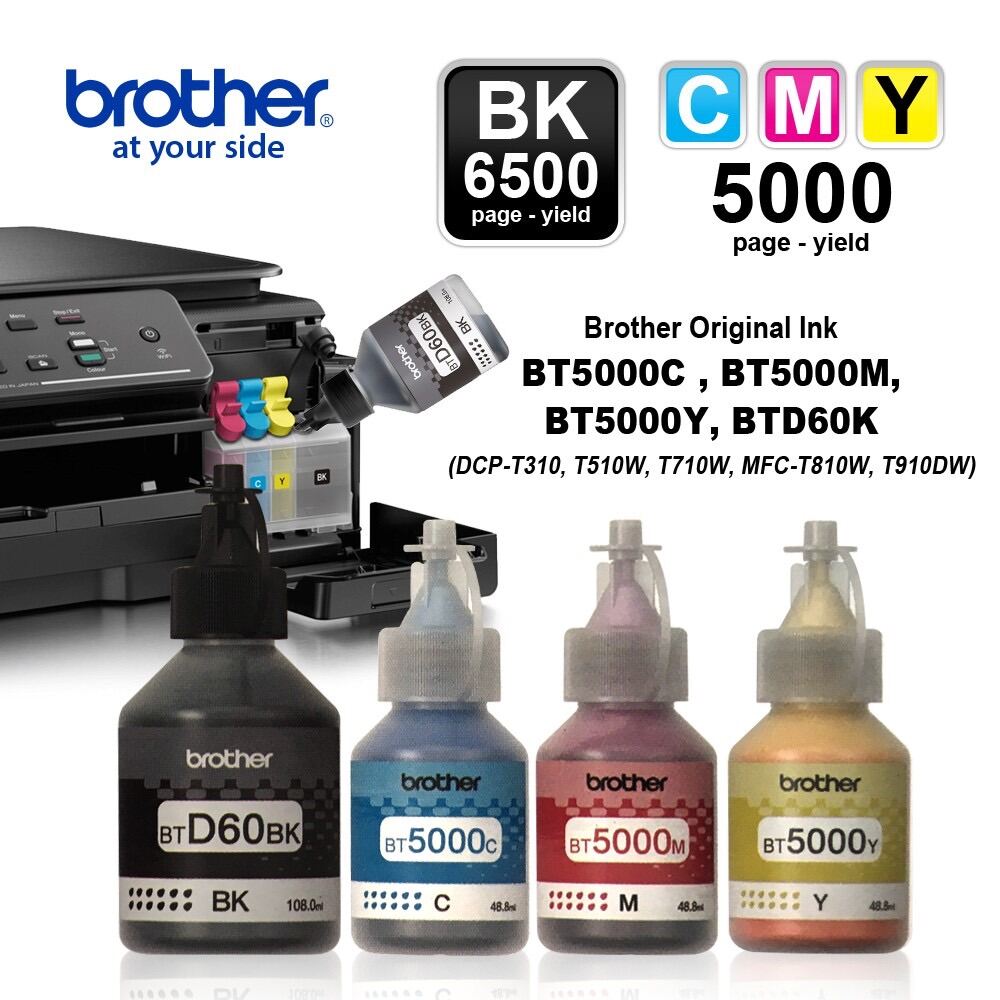 AUTHENTIC Brother Ink BT5000C/M/Y & BTD60BK SET (100% Original) Ink B,C,M&Y Sold as Set | Lazada PH