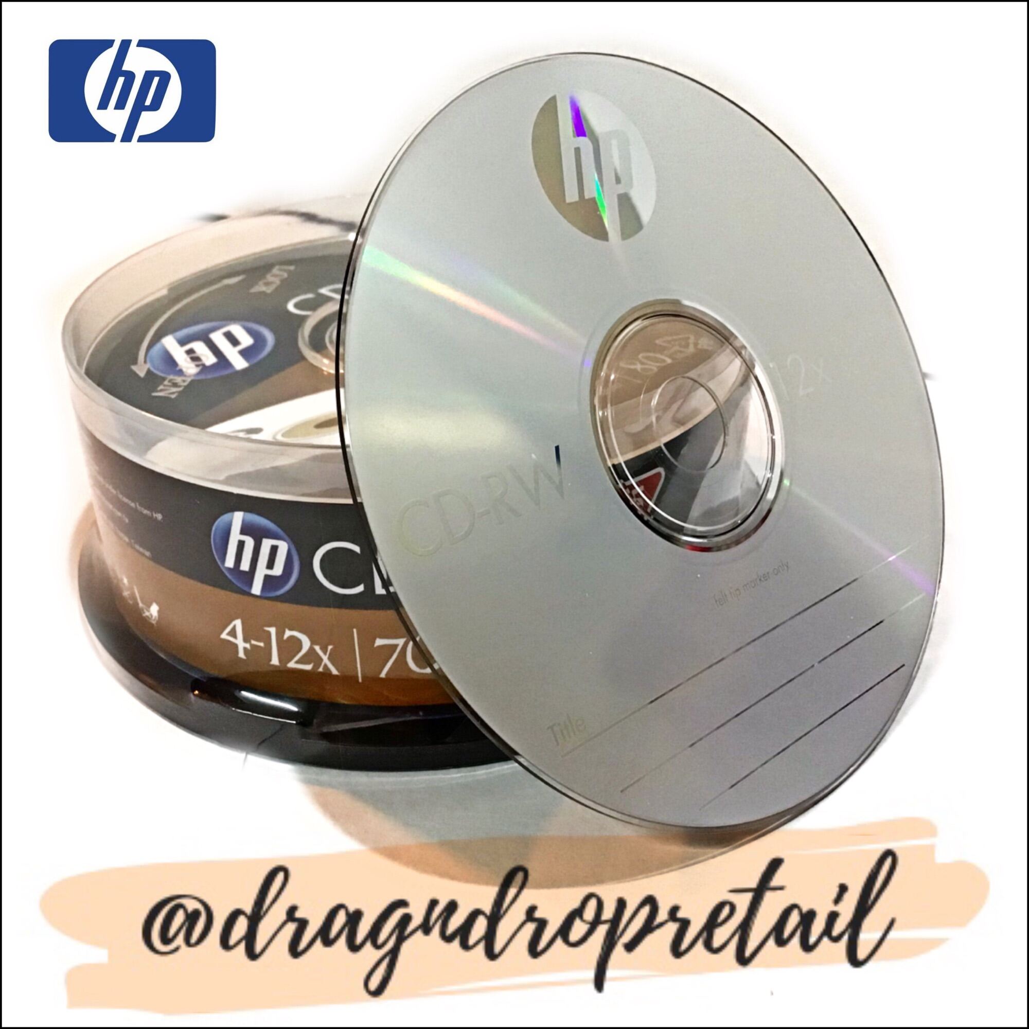 HP CD-RW CDRW CD RW 12X 700MB Rewritable Blank Disc Spindle by 25’s (25 ...