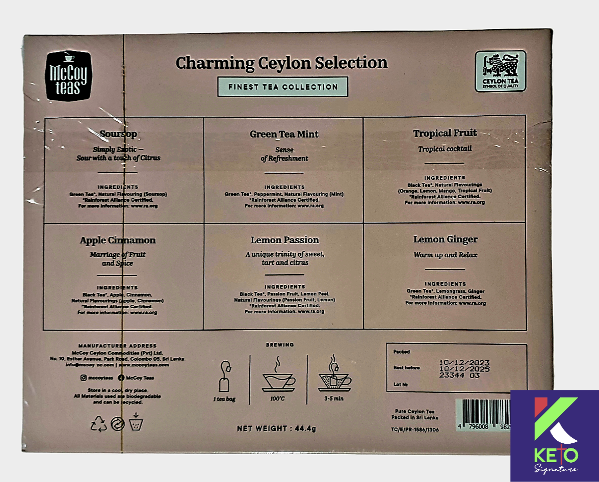 McCoy Charming Ceylon Collection / 6 Flavored Teas / 24 Enveloped Tea ...