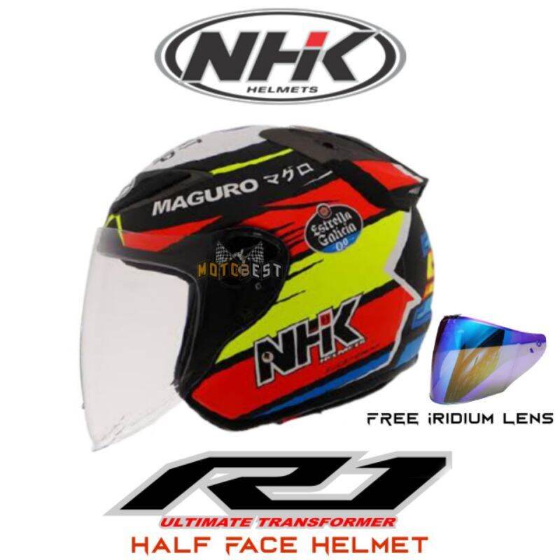 NHK R1 MotoGp Half Face Helmet + Free Rainbow Visor | Lazada PH