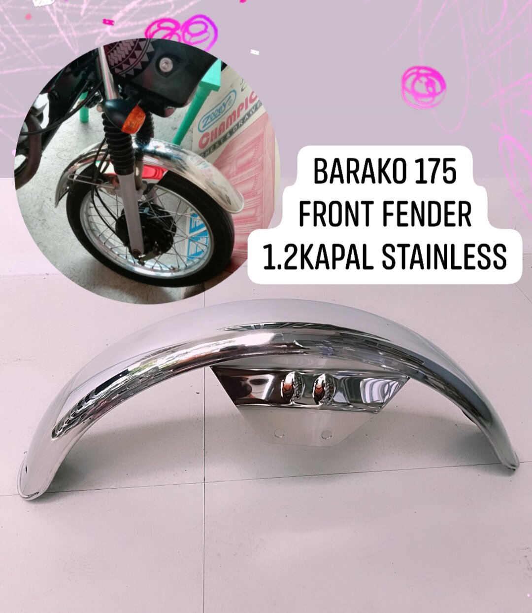 FRONT FENDER BARAKO 1 & 2 & 3.. STAINLESS.. 1.0KAPAL | Lazada