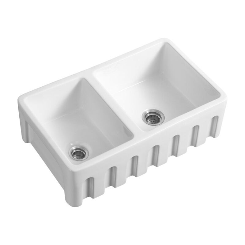 Open-Style Ceramic Kitchen Sink Embedded Double Single Bowl Home Use ...