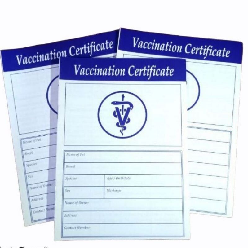 Immunization Pet Vaccination Card / Vaccination Certificate Vet Card ...