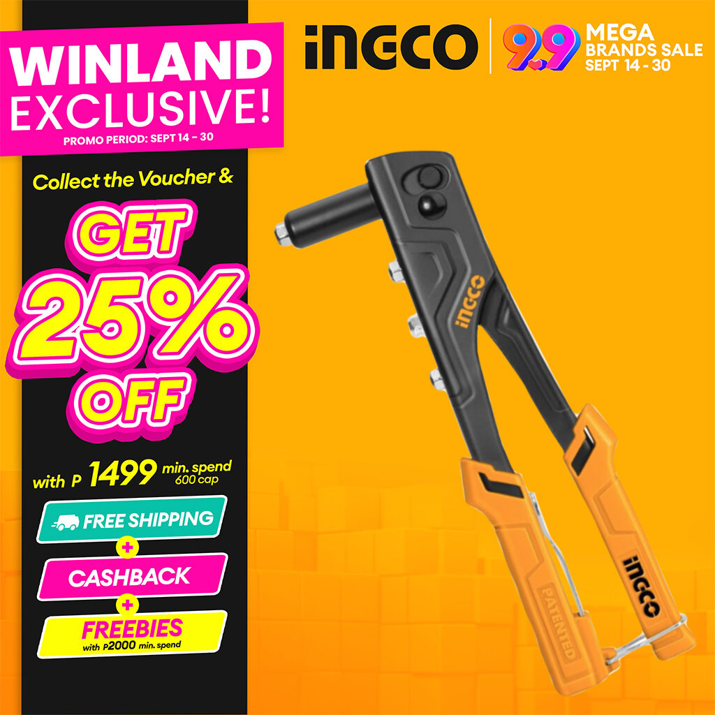 INGCO by Winland Heavy Duty Hand Riveter 270mm Rivet Gun (10.5") HRS108 ...