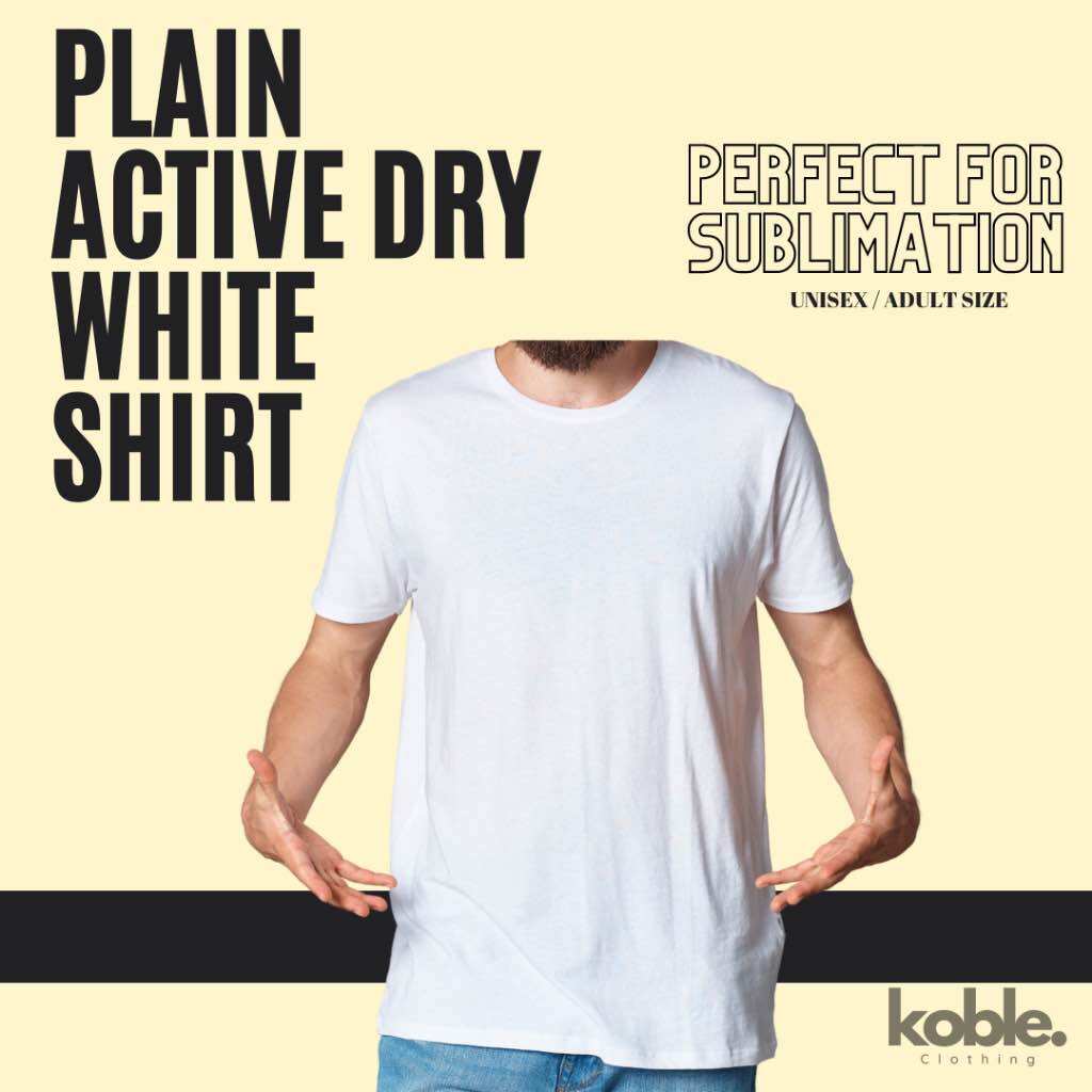 PLAIN WHITE ACTIVE DRY SHIRT - LIGHT WEIGHT / SMOOTH / BREATHABLE ...