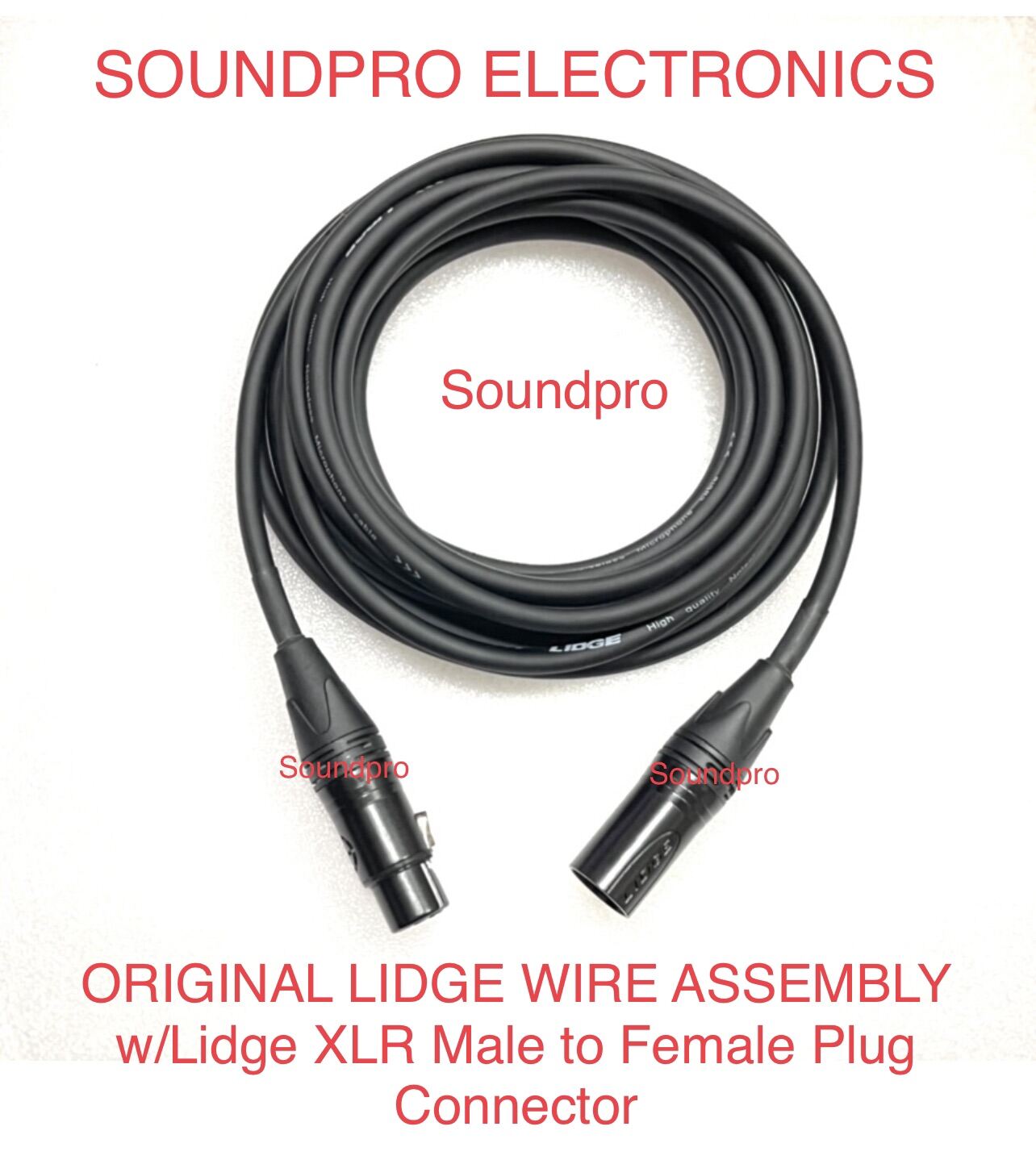ORIGINAL LIDGE Wire Assembly: Lidge XLR Male to Female Plug Connector ...
