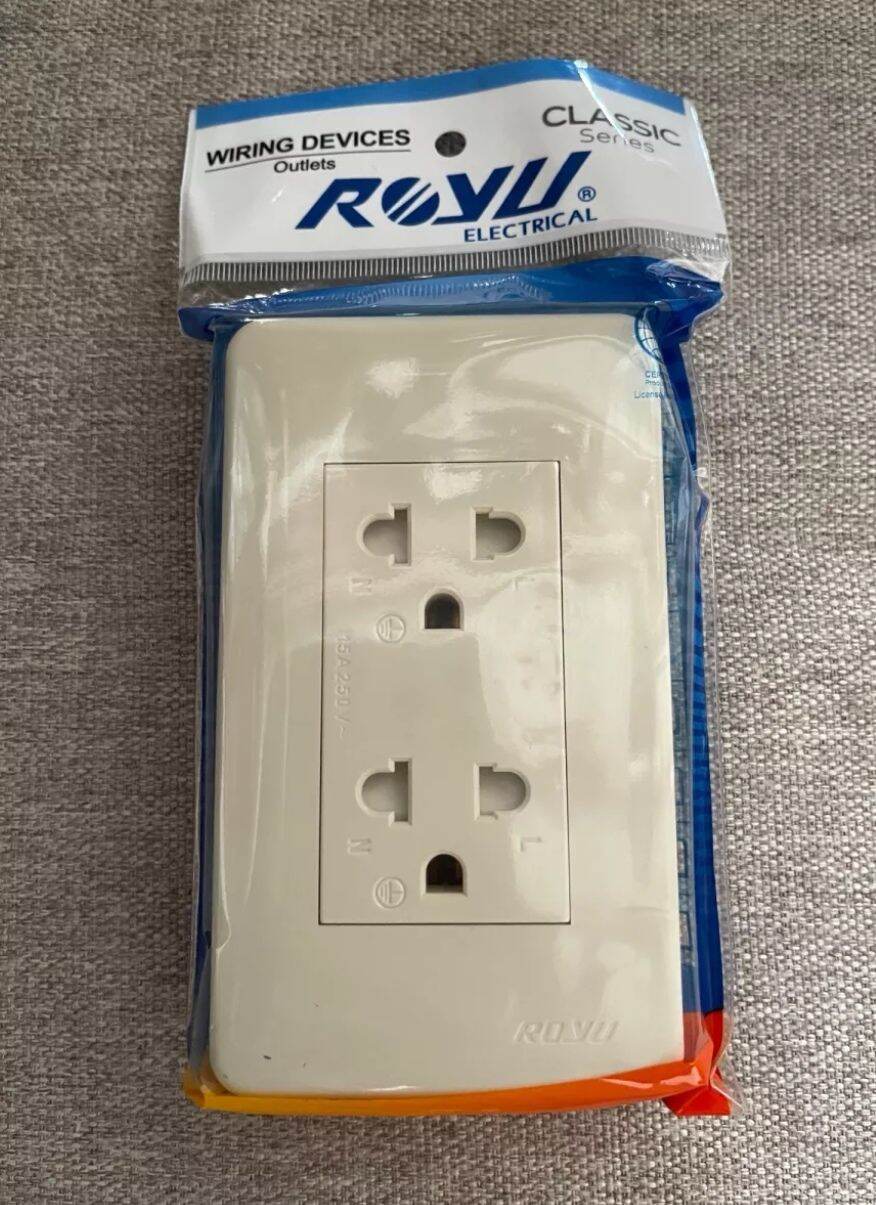 Royu 1gang aircon outlet set royu duplex universal outlet with ground ...