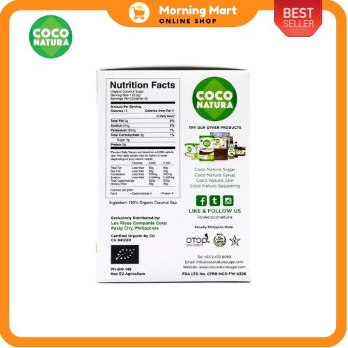 COCO NATURA ORGANIC COCONUT SUGAR (50 SACHETS) (175G) | Keto-friendly ...