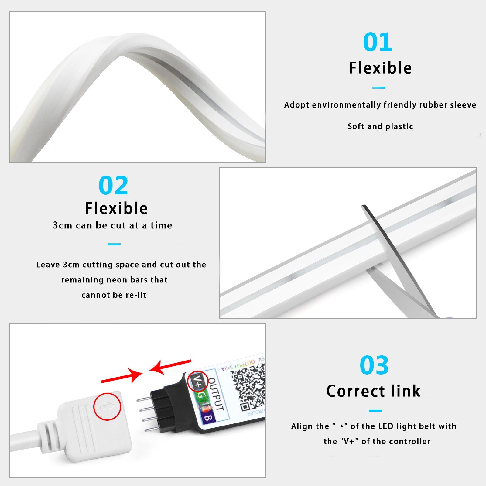 DC5V USB RGB Neon LED Strip, 1/2/3/4/5M IP65 Waterproof Neon Strip ...