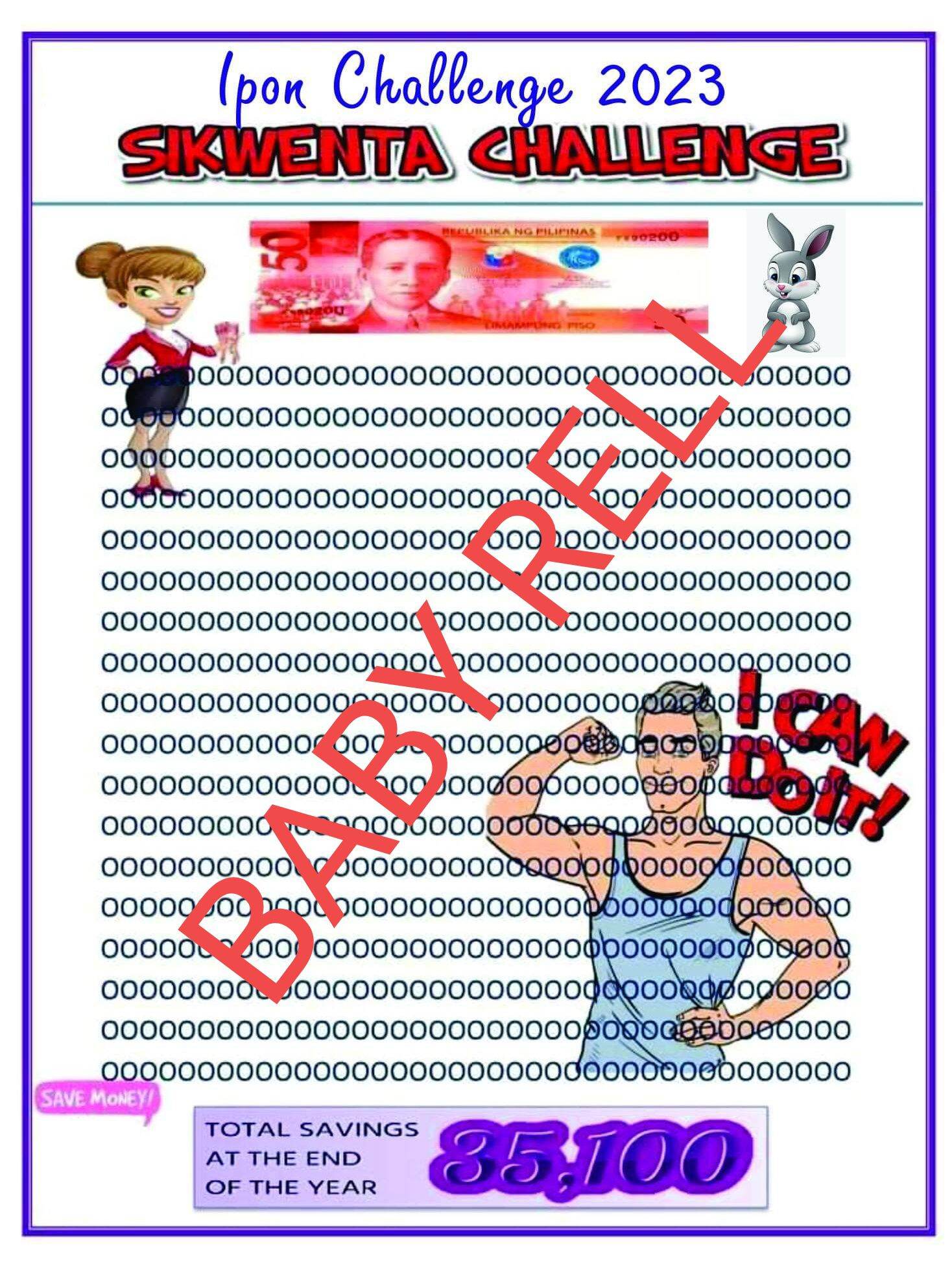 ipon challenge 2023 sticker size A6 | Lazada PH