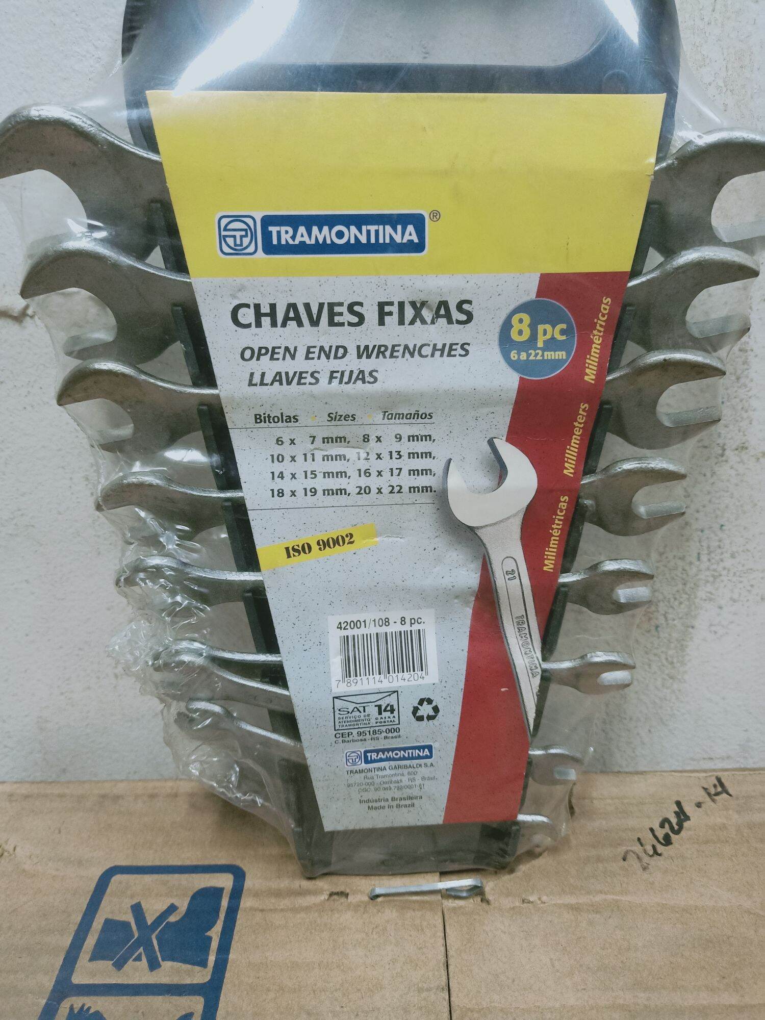 BRAZIL MADE TRAMONTINA OPEN WRENCH SET 6-22MM 8 PCS #42001/108 RACK ...