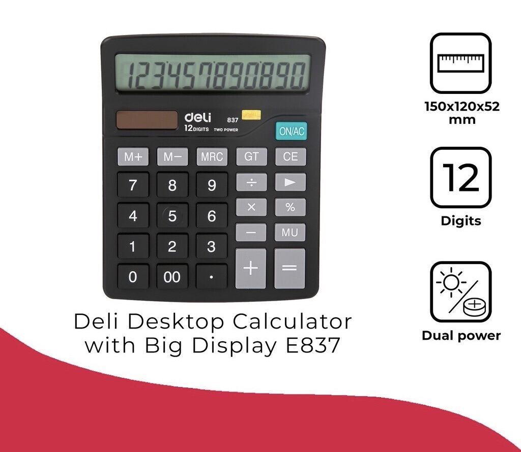 Deli E837 12 Digits Desktop Calculator with Big Display | Lazada PH