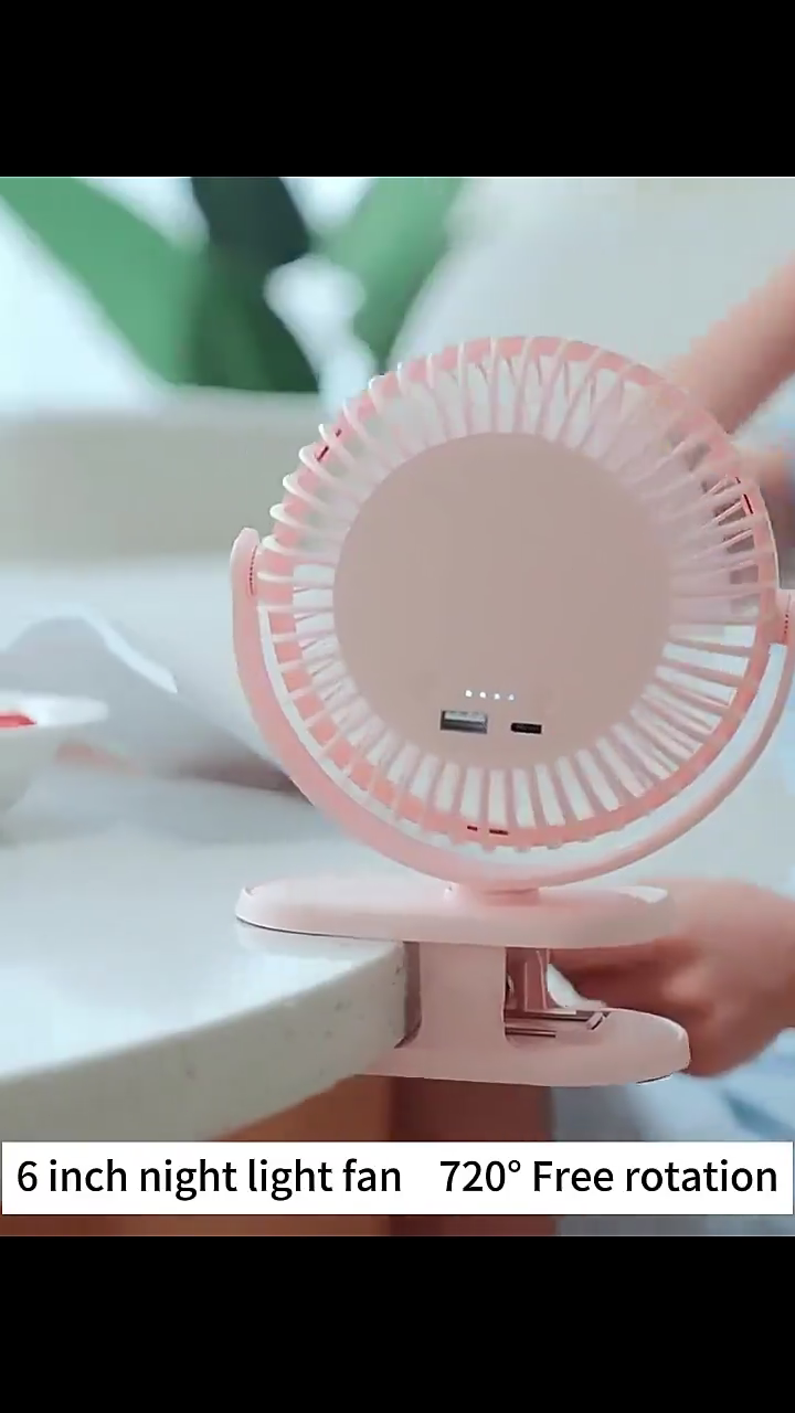 Mini Clip Fan Rechargeable Portable USB Fan 720° Adjustment With LED ...