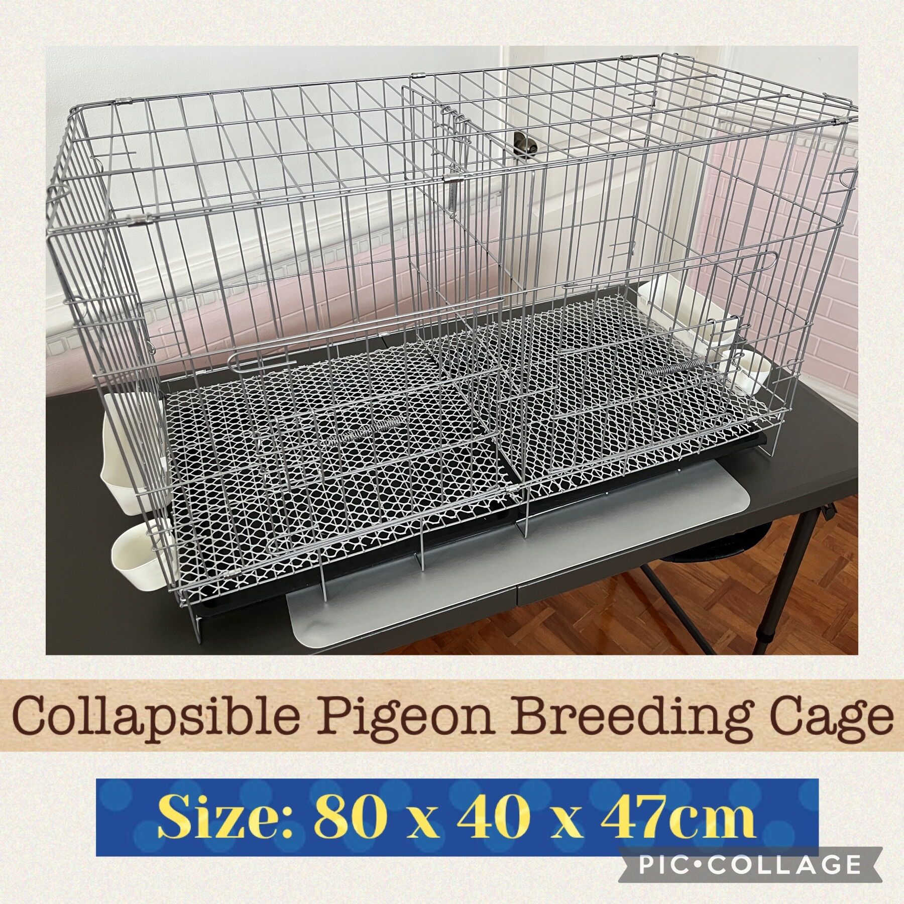 Pigeon Metal Collapsible Breeding Cage Birds Removable Partition Feeder ...