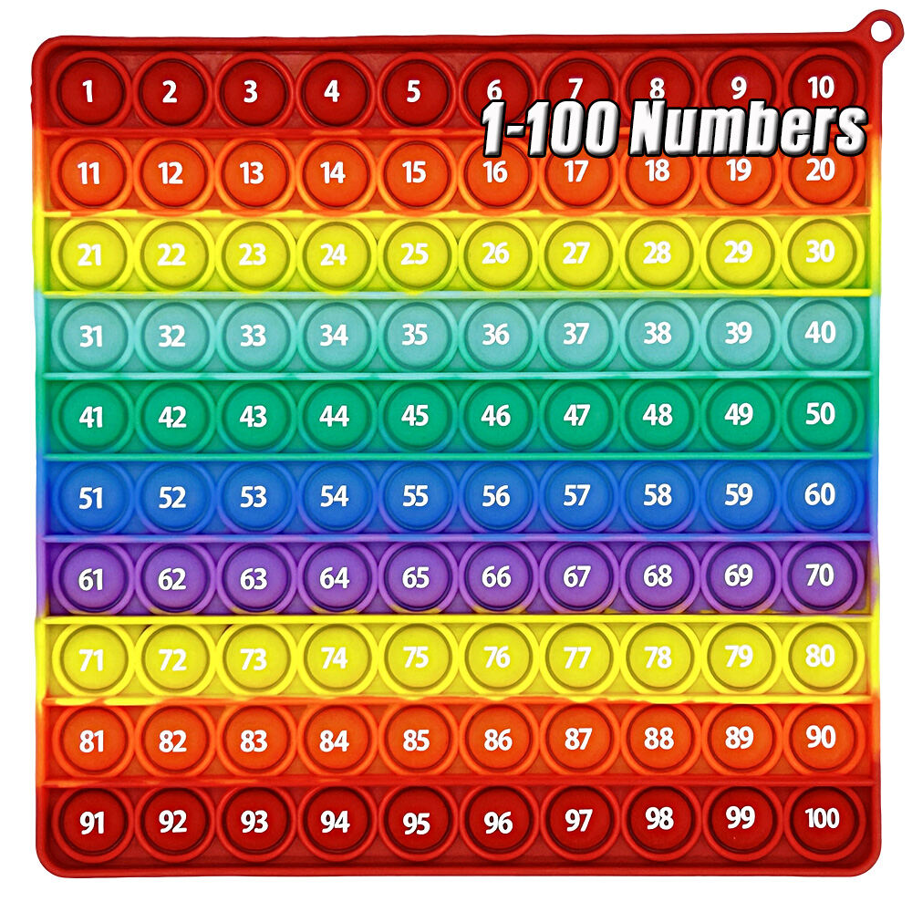 Numbers 1-100 Counting Pop Games Fidget Toys, Silicone Rainbow Math ...
