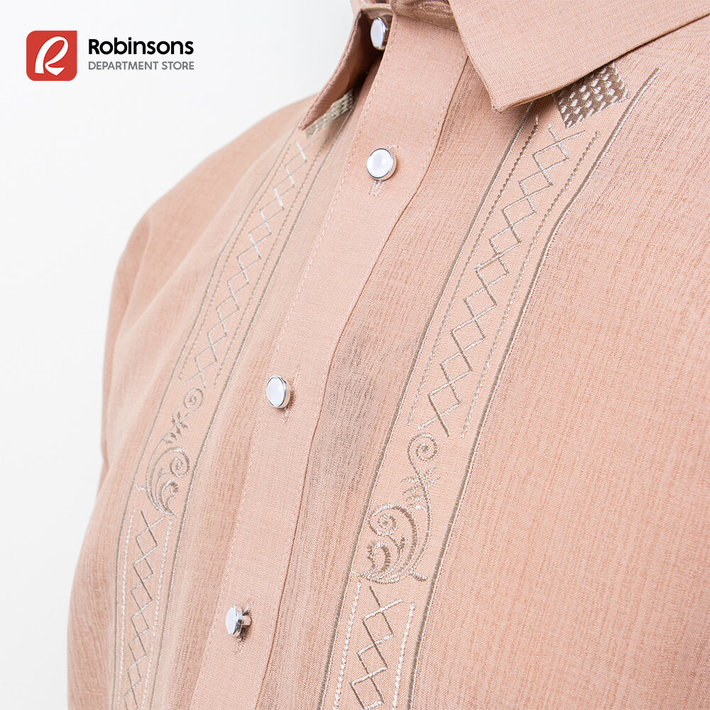 Executive Men's Longsleeves Jusi Barong with Embroidery (Khaki) | Lazada PH