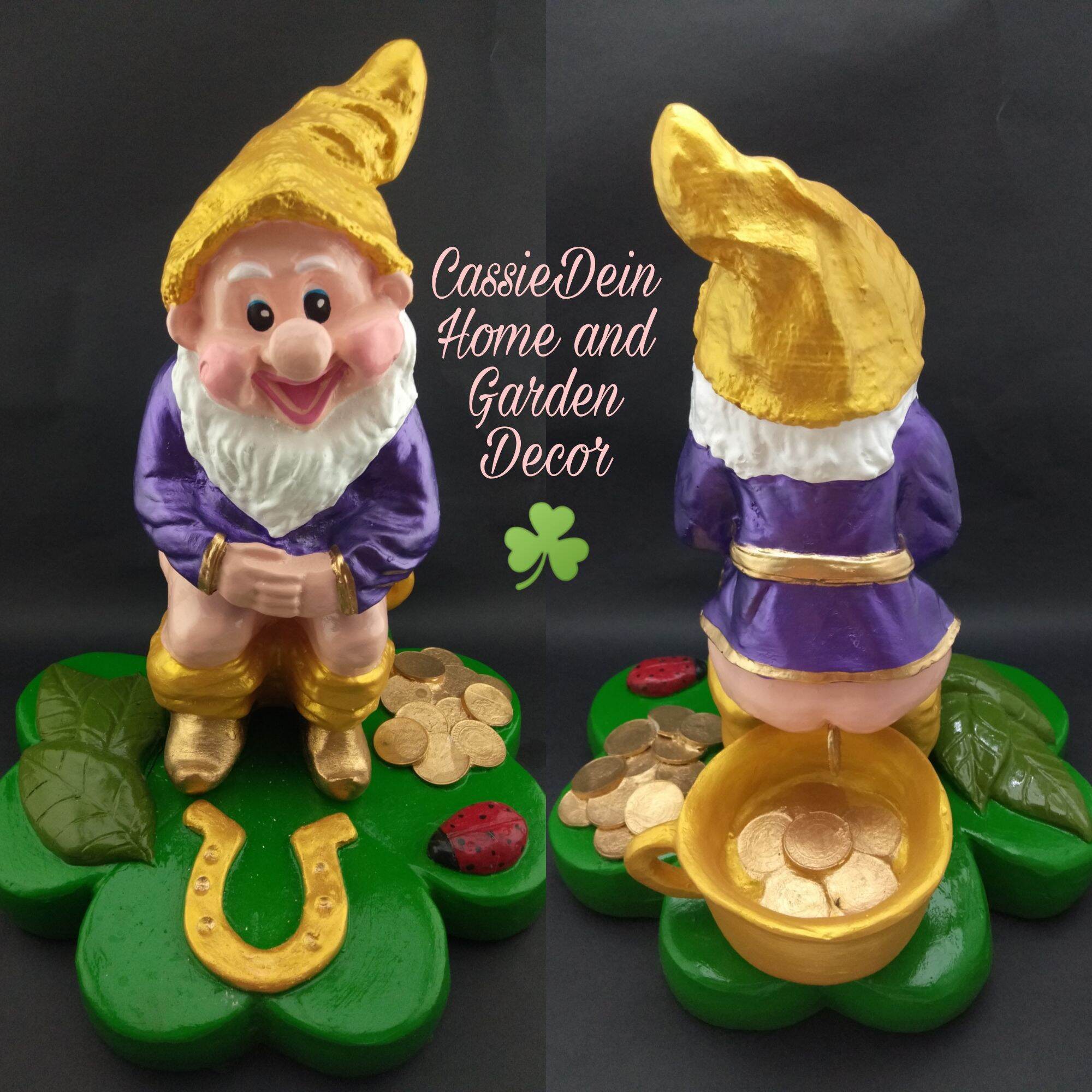 Lucky Dwarf 11.5 inches Lucky clover leaf base ( Resin w/ fiber Figure ...