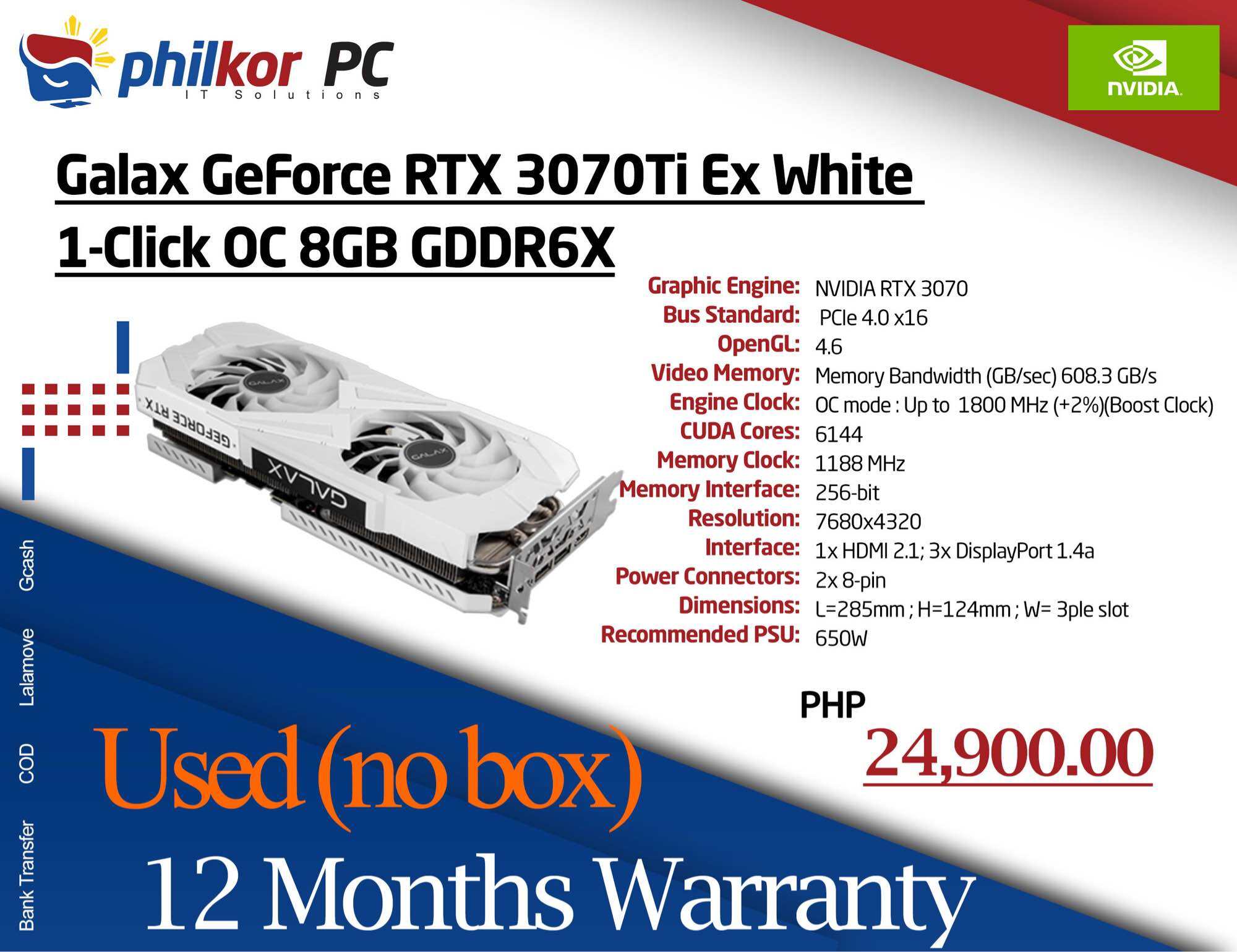 Galax GeForce RTX 3070 Ti EX White (used) Graphics Card | Lazada PH