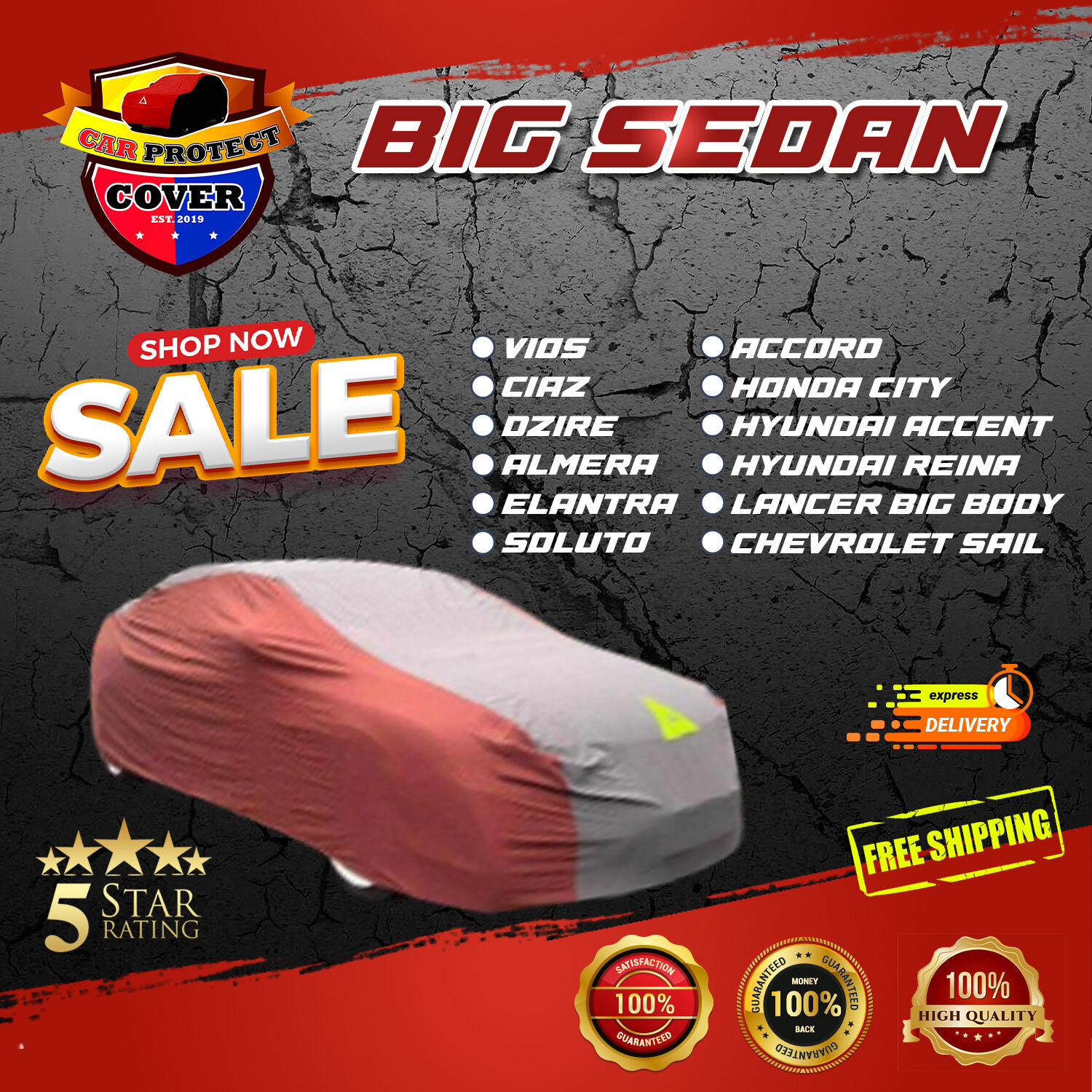 Car Cover for BIG SEDAN -Vios/Accord/Ciaz/Dzire/Almera/Elantra/Soluto ...
