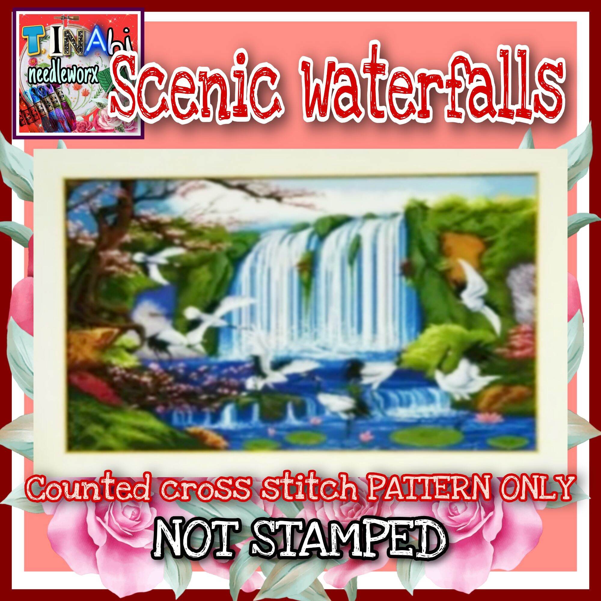Scenic Waterfalls counted cross stitch PATTERN ONLY NOT STAMPED | Lazada PH