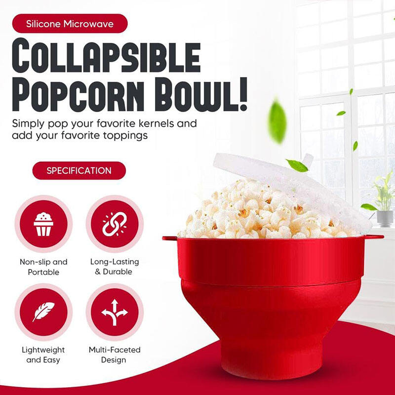 Silicone Microwave Popcorn Popper BPA Collapsible Popcorn Bowl ...