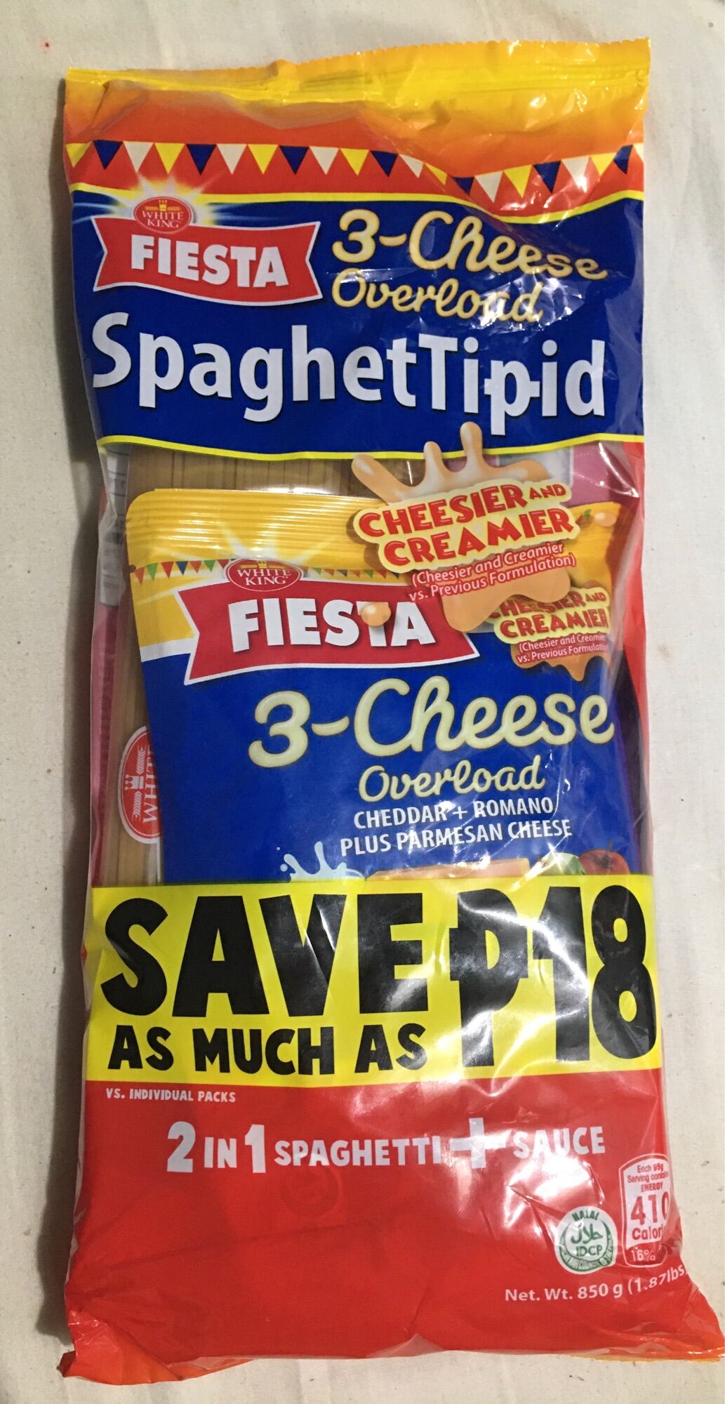 White King fiesta 3-Cheese overload spagettipid 350g spagetti pasta ...