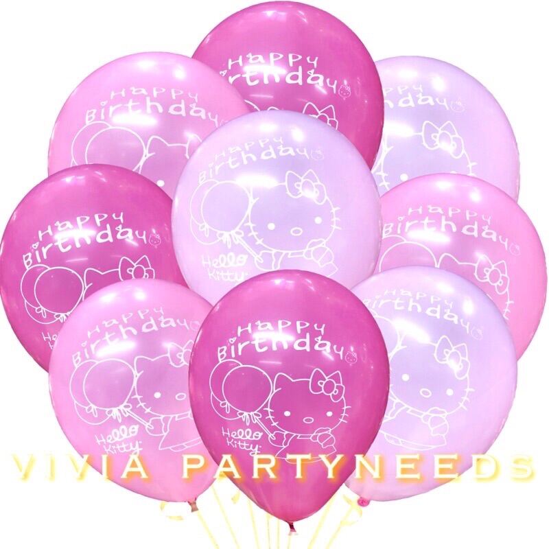25pcs 12inches Hello Kitty Happy Birthday Balloon Party Decoration ...