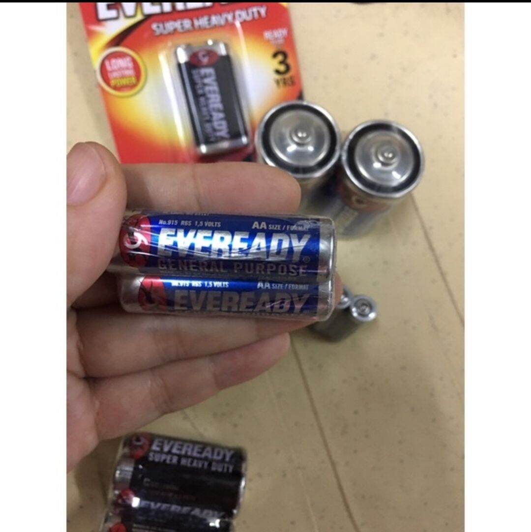original eveready batteries: 1.5v, black/blue: D” ,C”, 2AA, 3AAA, 9V ...
