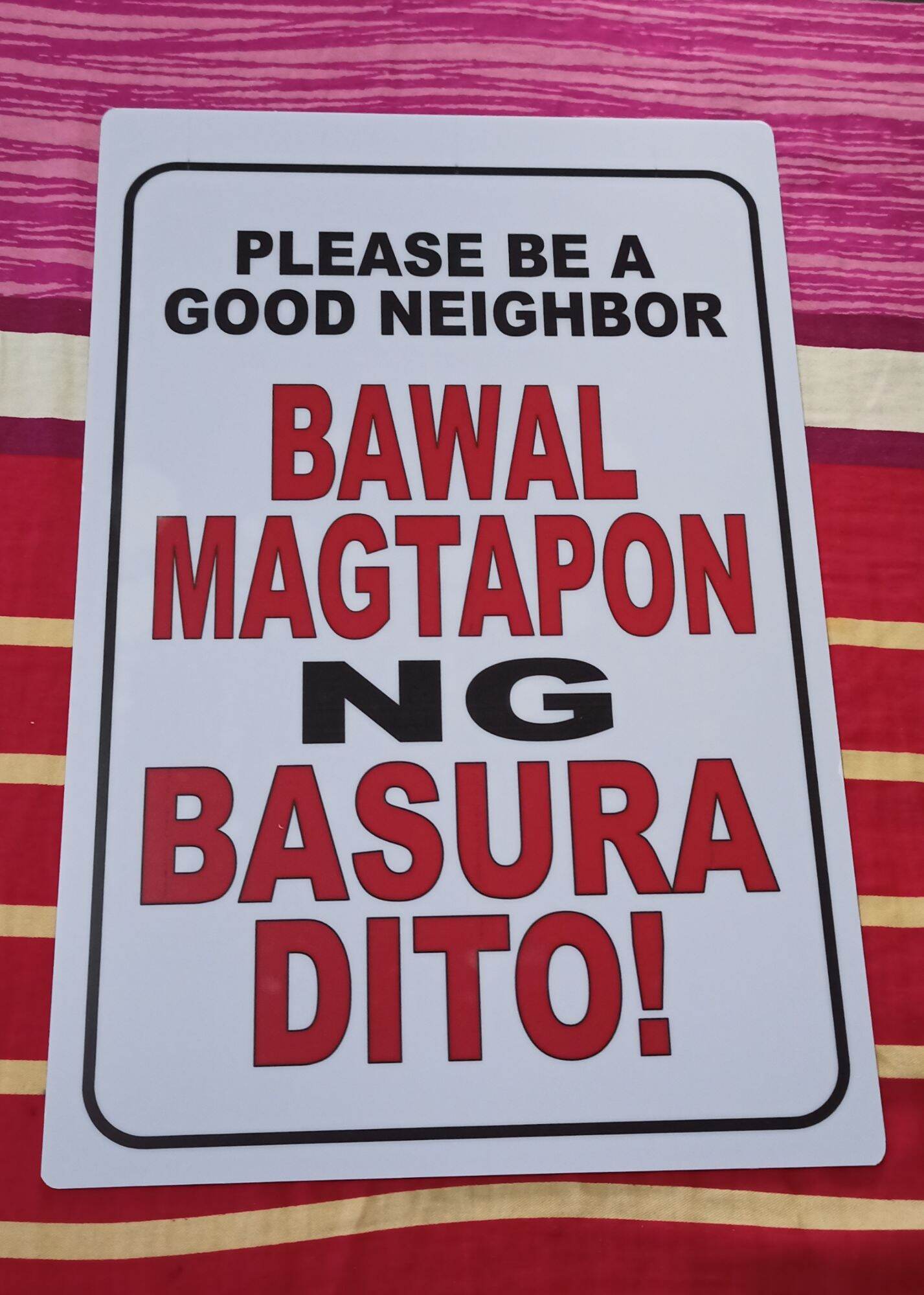 Bawal Magtapon ng Basura Dito portrait SIGNAGE Material: PVC Plastic ...