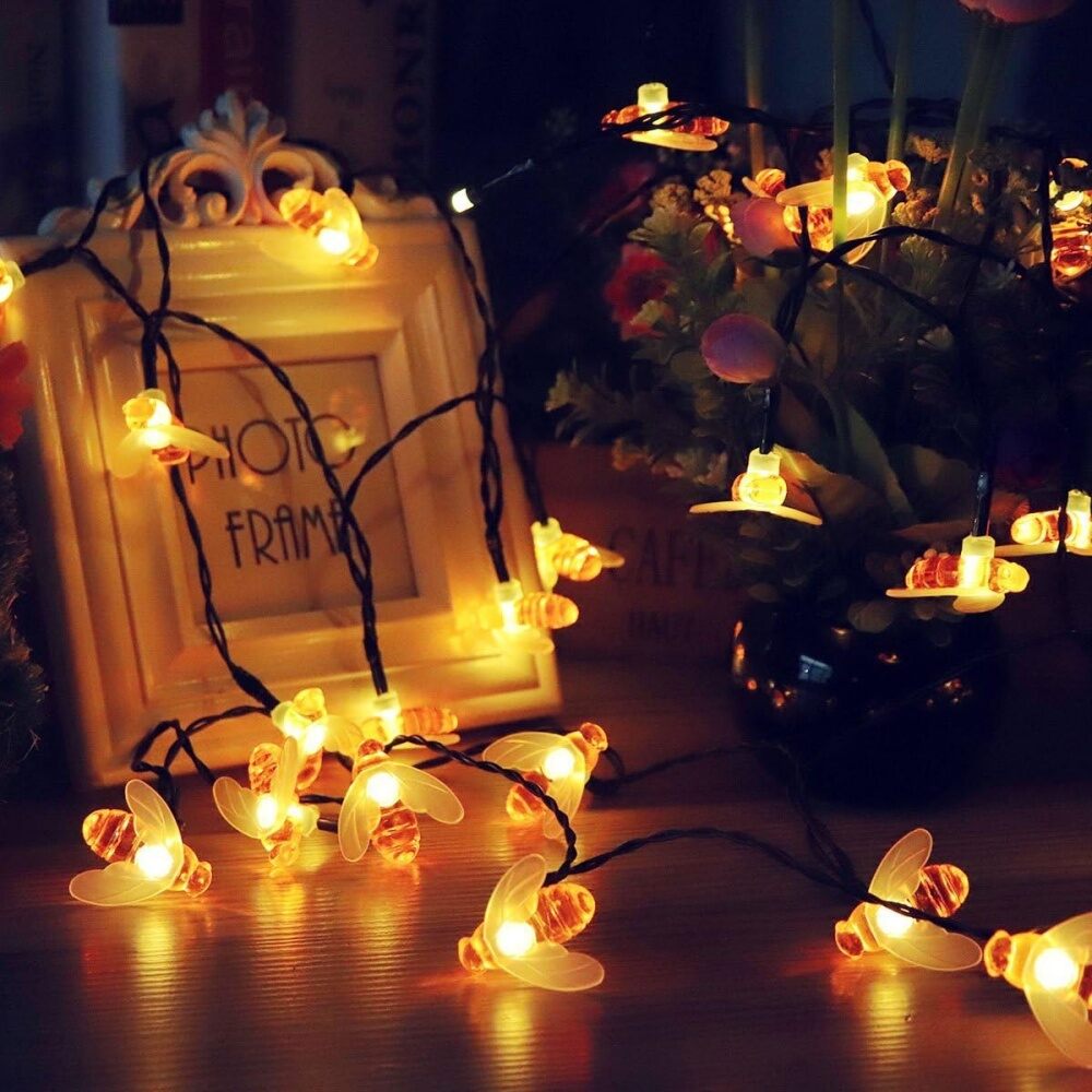 New Solar Powered Cute Honey Bee Led String Fairy Light 5M 20leds Bee ...