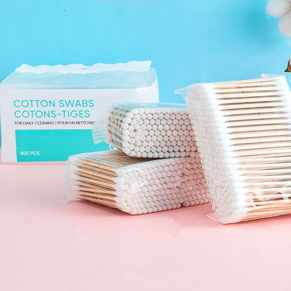 Wooden Stick Cotton 800 Count Swabs (White) - 200 Count X4 by Miniso ...