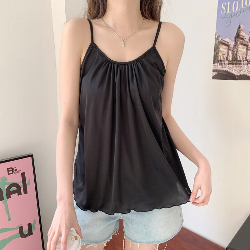 Silk Satin Camisole Women's Summer plus Size Inner Match Base Shirt ...