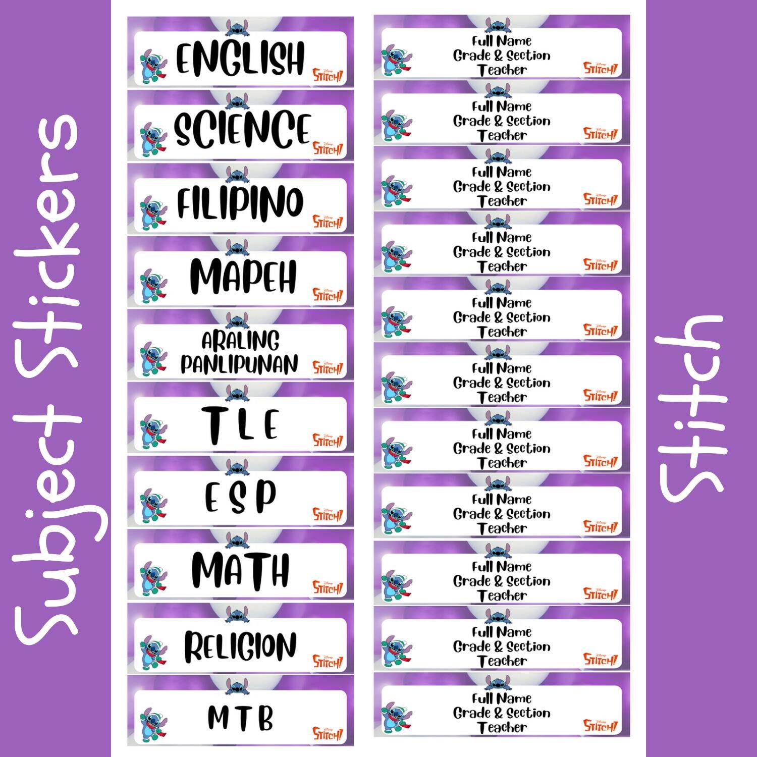 Subject Stickers Customized Name Grade Section Teacher | Lazada PH