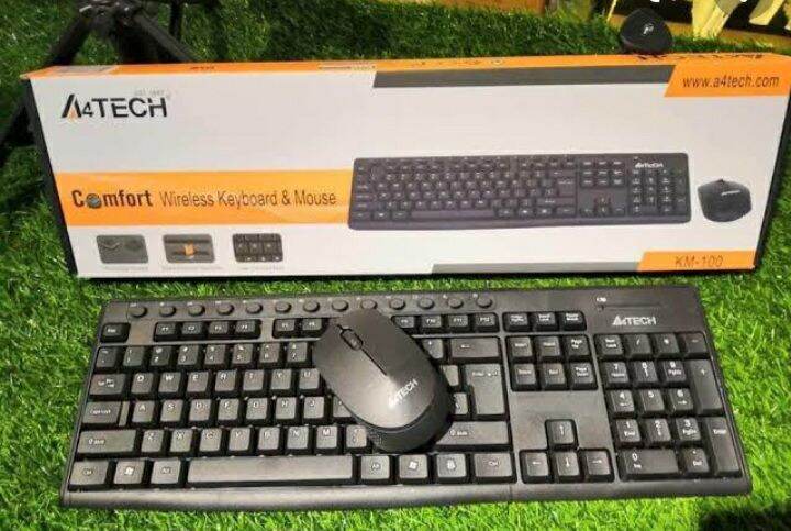 100%A4TECH Km-100 4200N Comfort Combo Wireless Keyboard & Mouse | Lazada PH