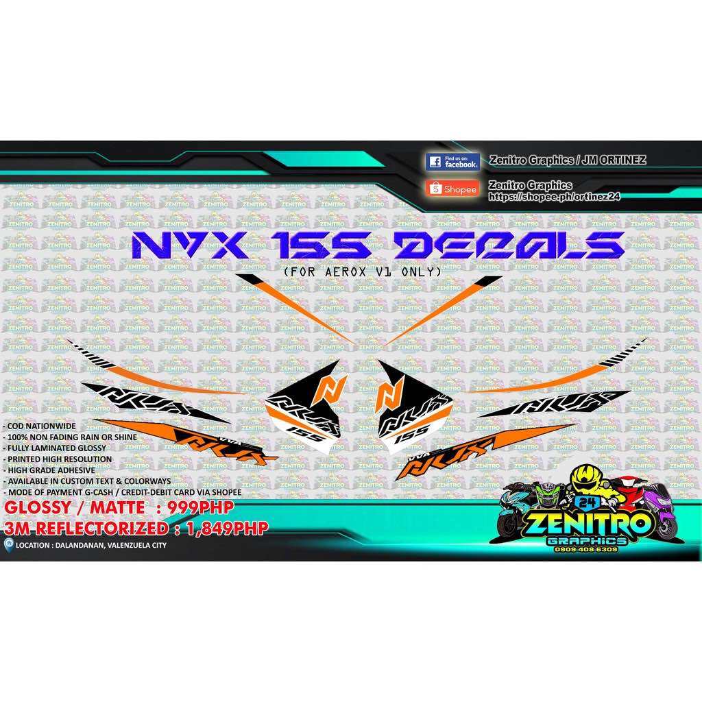 NVX decals for aerox version 1 | Lazada PH