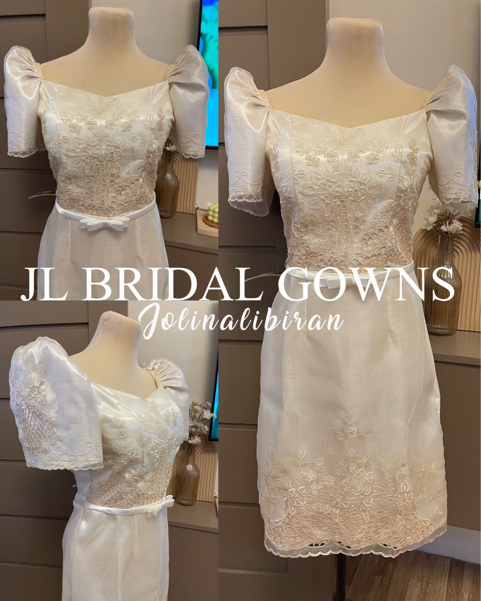 Filipiniana mestiza sleeves cutwork embroidered midi dress ...