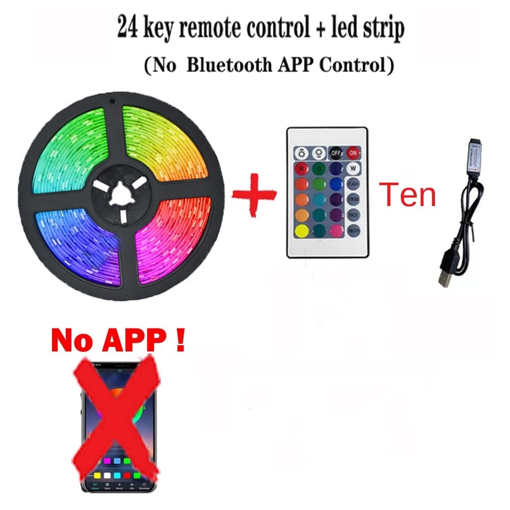 5/10M RGB 5050/3535 Led Strip Light Remote Bluetooth App Control 5V USB ...
