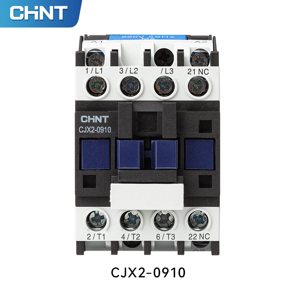 CHNT CJX2-0910 AC Contactor 9A 24V 36V 110V 220V 380V 50Hz/60Hz 3-Phase DIN Rail Contactor Coil ...