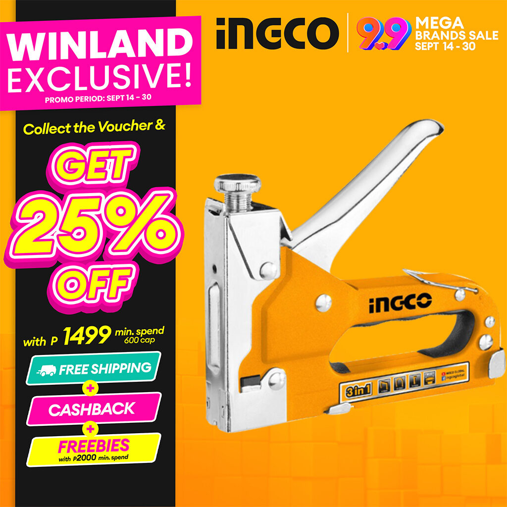 INGCO by Winland 3 in 1 Staple Gun Tucker Tacker Stapler HSG1405 ING-HT ...