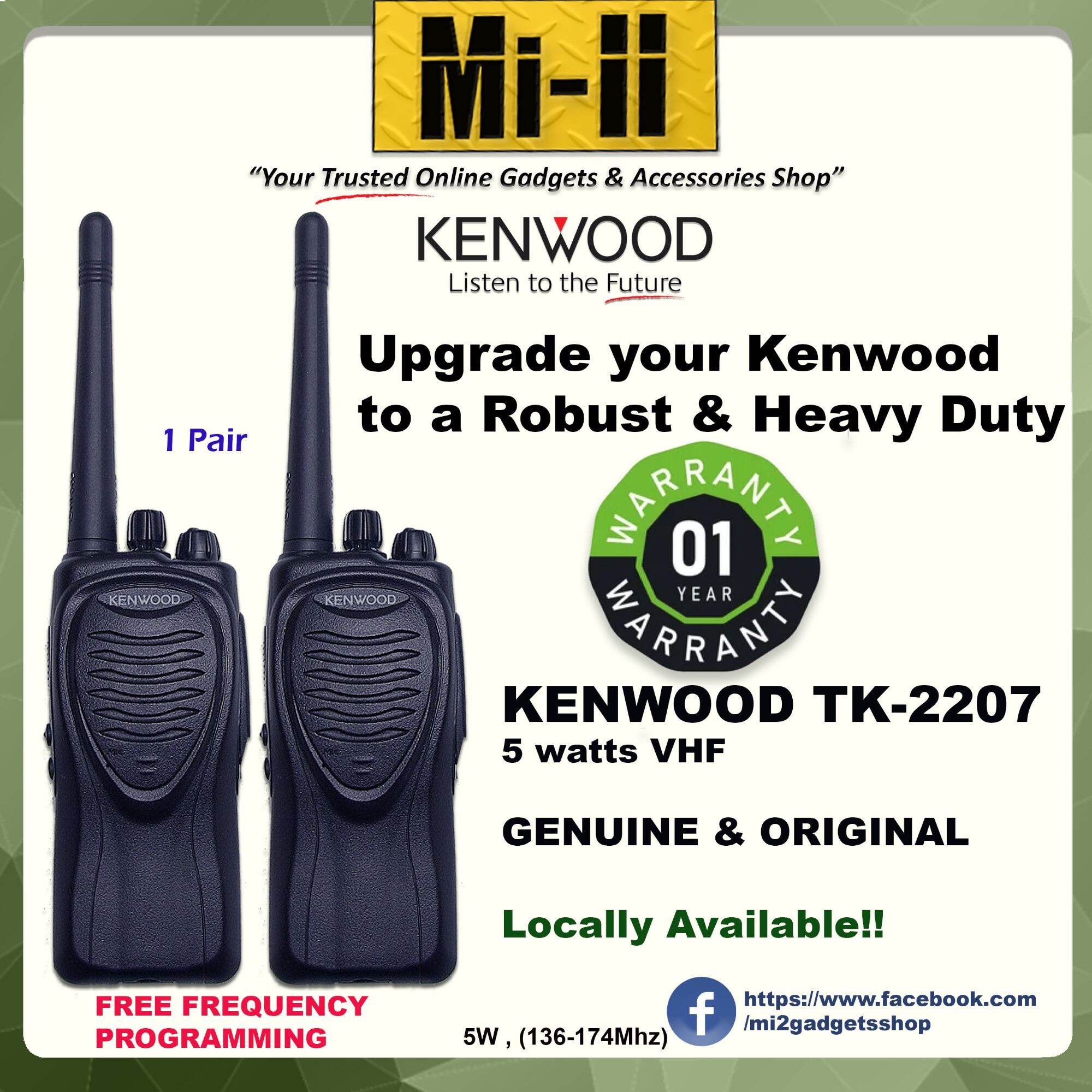 Original and Genuine Kenwood TK 2207 5watts VHF Walkie Talkie Handheld Radio, TK 2000, TK 3000 ...